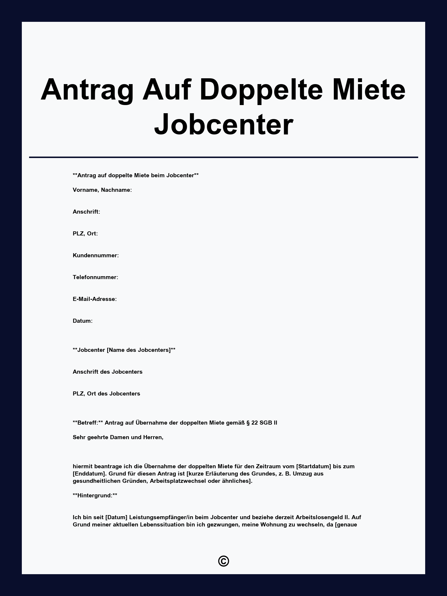 Antrag Auf Doppelte Miete Jobcenter